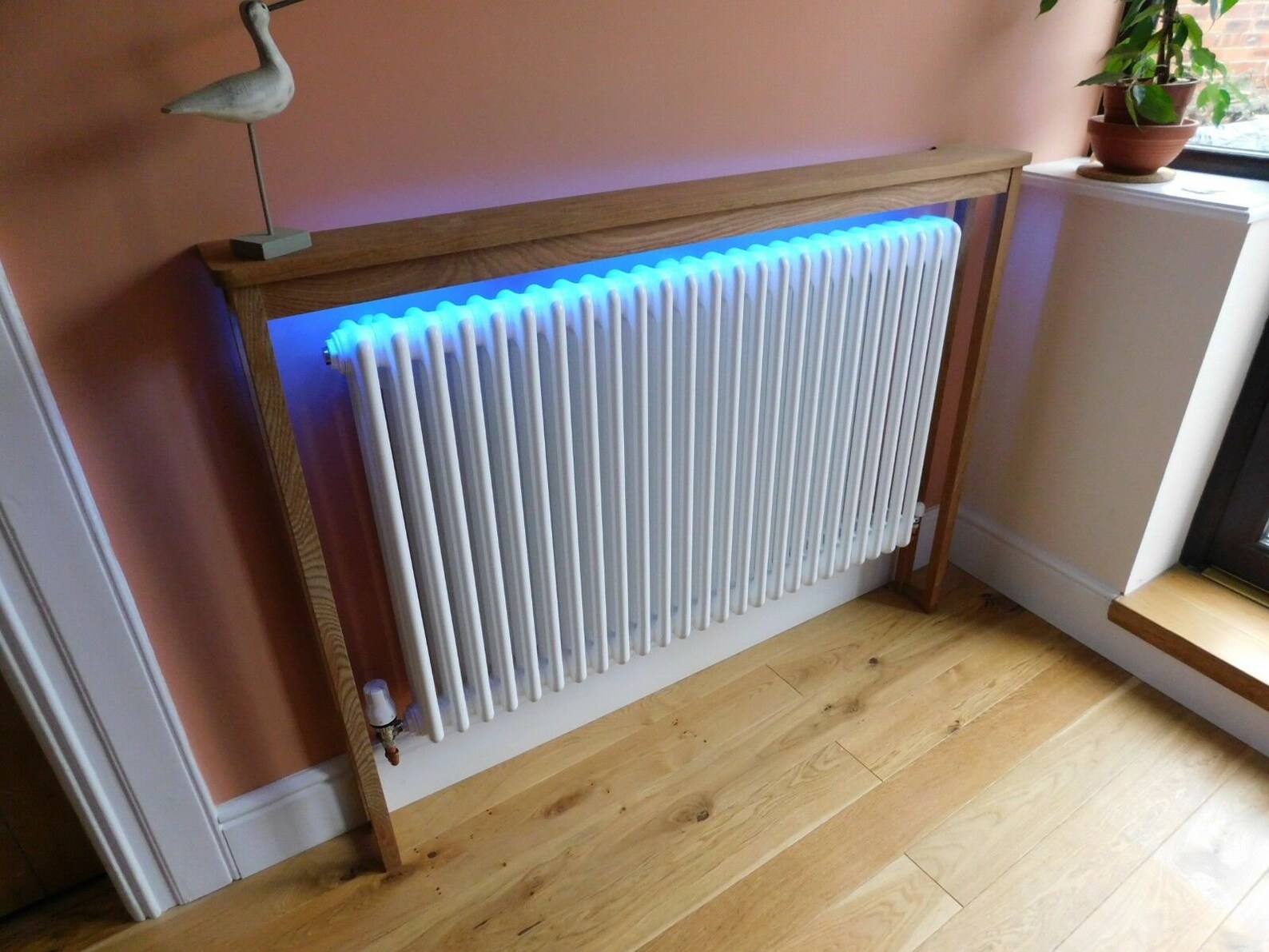 Any Size Solid Oak Radiator Cover Table Led Lights Console Table Hand ...
