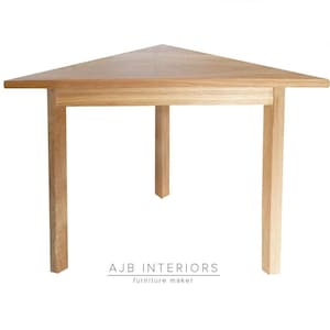 Solid Oak Corner Side, End, Bedside Triangle Wood Table. UK Handmade to ...