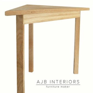 Solid Oak Corner Side, End, Bedside Triangle Wood Table. UK Handmade to ...