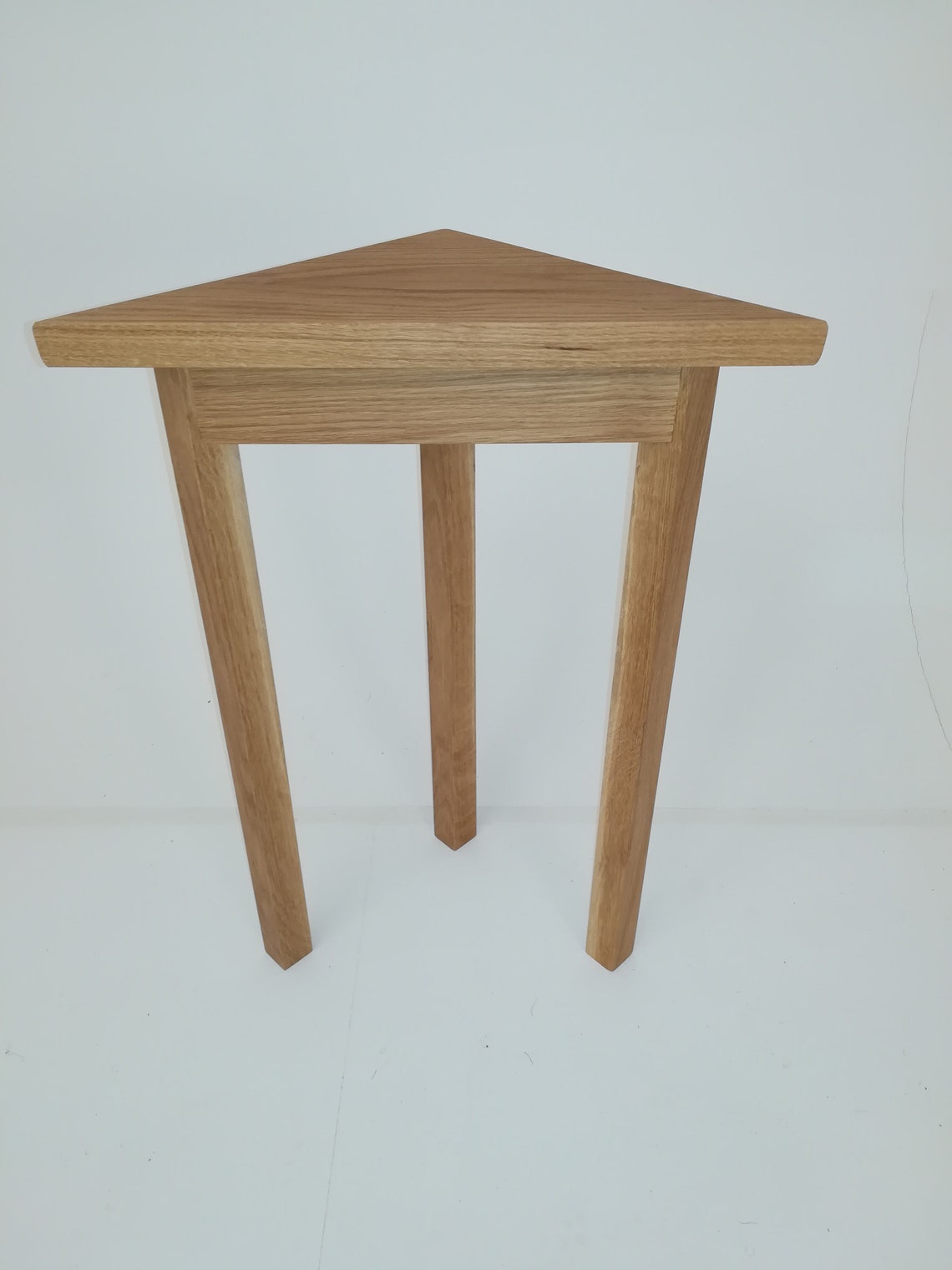 Solid Oak Corner Side End Wood Triangle Table. UK Handmade | Etsy