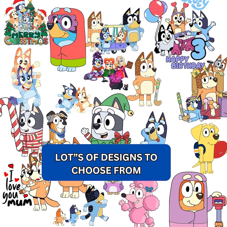 Bluey PNG SVG Bundle | Cartoon Dog Family Clipart Bundle | Kids ...