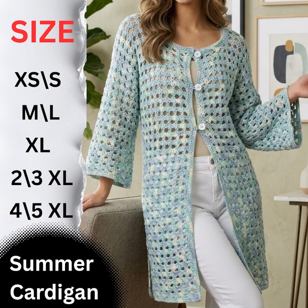 Crochet Summer Cardigan Pattern PDF, Beginner Lightweight Sweater ...
