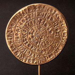 Ancient Greek Golden Bronze Phaistos Disc, Minoan Crete Greek Art ...