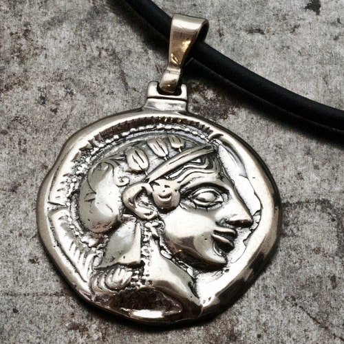 Goddess Athena Pendant-sterling Silver Athena Coin Pendant - Etsy