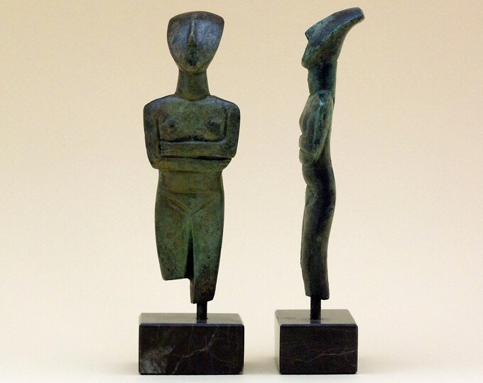 Cycladic Figure Bronze Statue, Ancient Greek Minimalist Abstract ...