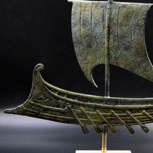 Ancient Greece Bronze Ship With Oars and Sail Metal Warship - Etsy