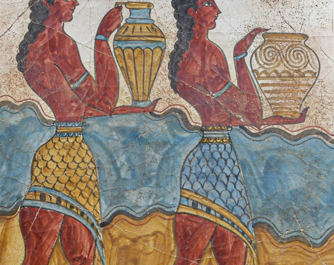 Minoan Fresco the Cup-bearer Knossos Palace in Crete, Ancient Crete ...