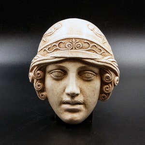 Greek Goddess Athena Mask, Head of Athena With Helmet, Greek Mythology ...
