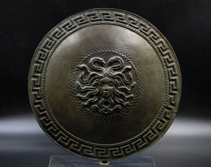 Goddess Athena Shield With Medusa Head and Greek Key, Greek Mythology ...