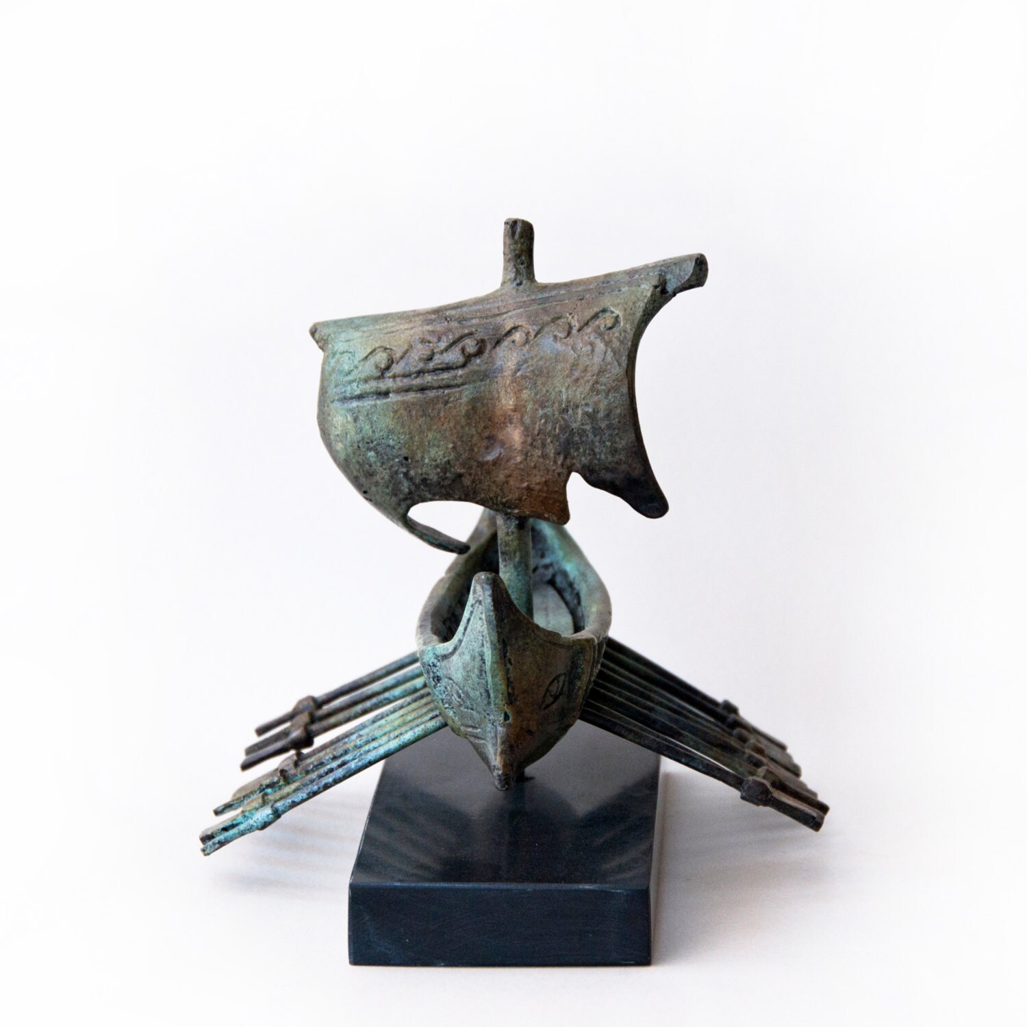 Ancient Greek Ship in Bronze Metal