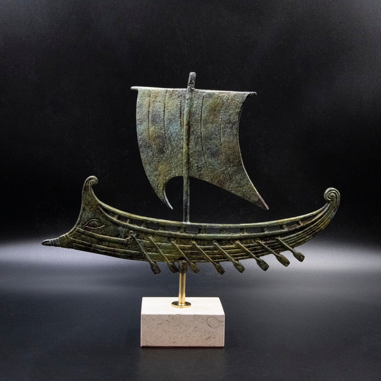 Ancient Greece Bronze Ship With Oars and Sail Metal Warship - Etsy