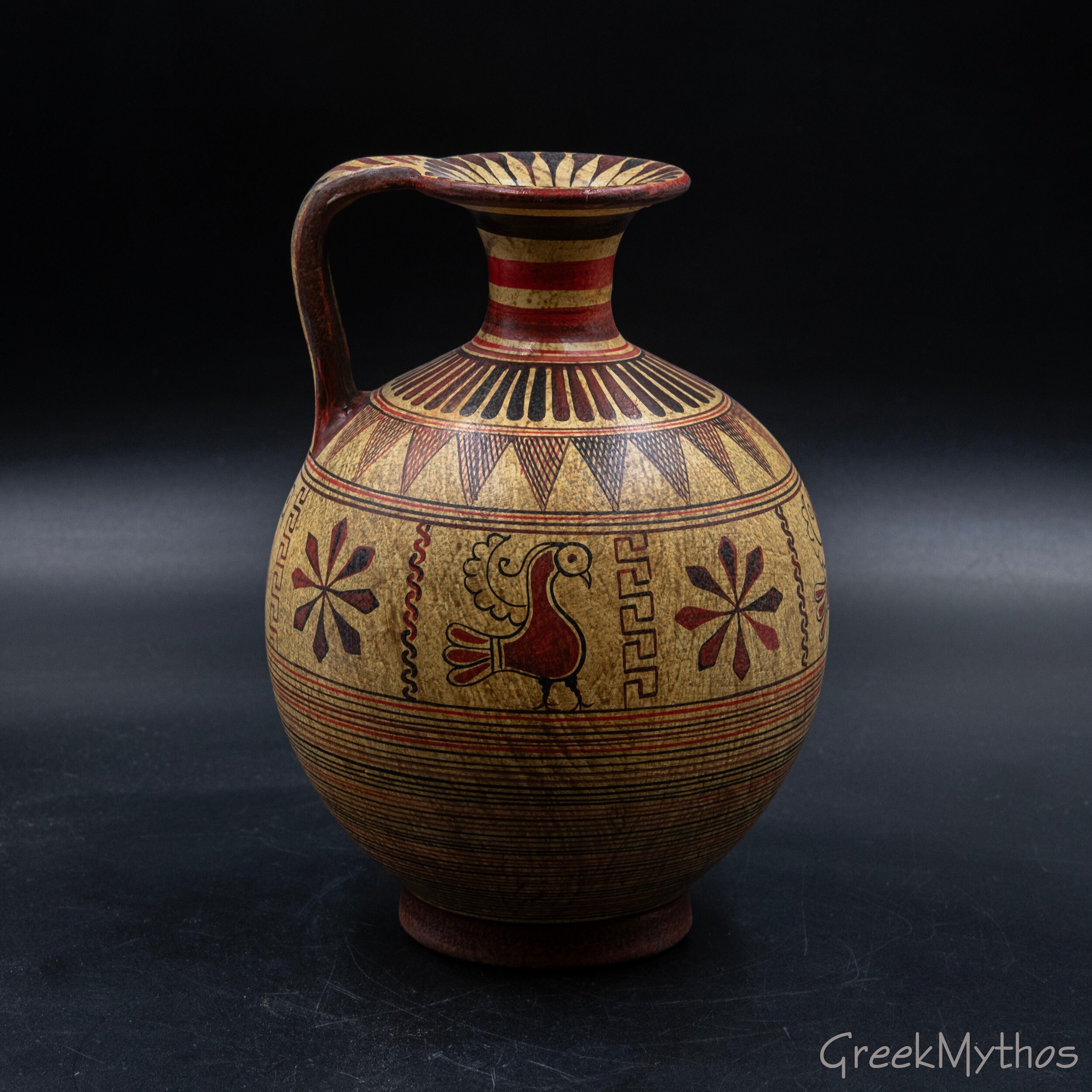 Greek-Corinthian Globular Vessel Aryballos, Hand-Painted Terracotta Jar ...