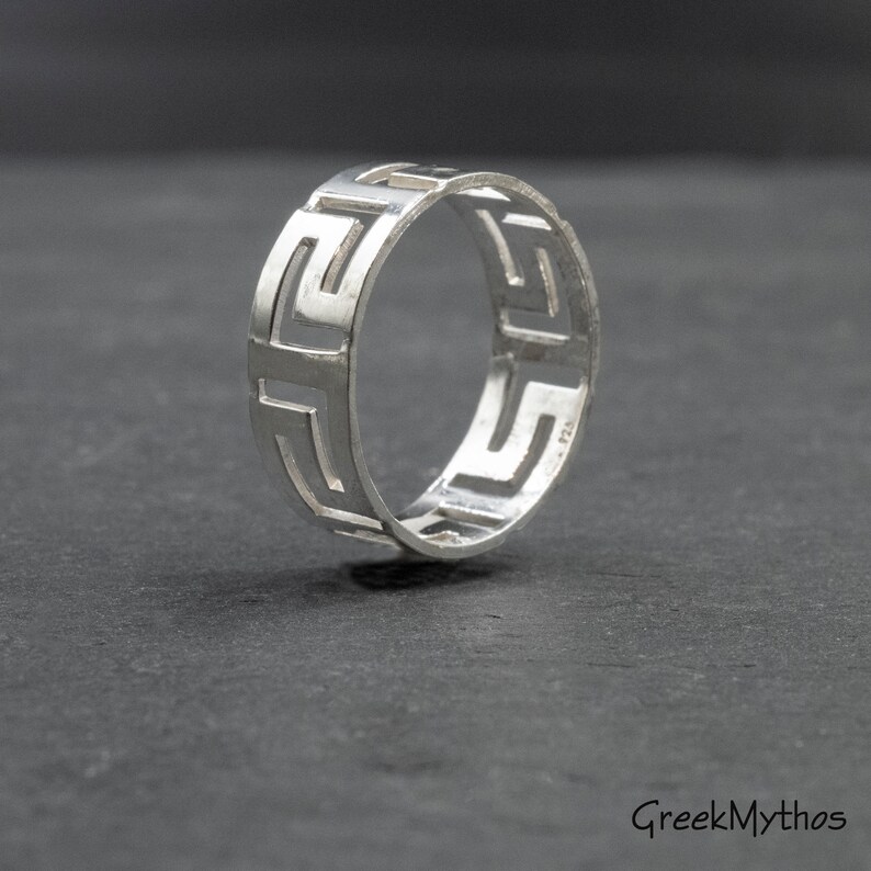 Sterling Silver Greek Key Wide Band Ring, Unisex Greek Key Jewelry ...
