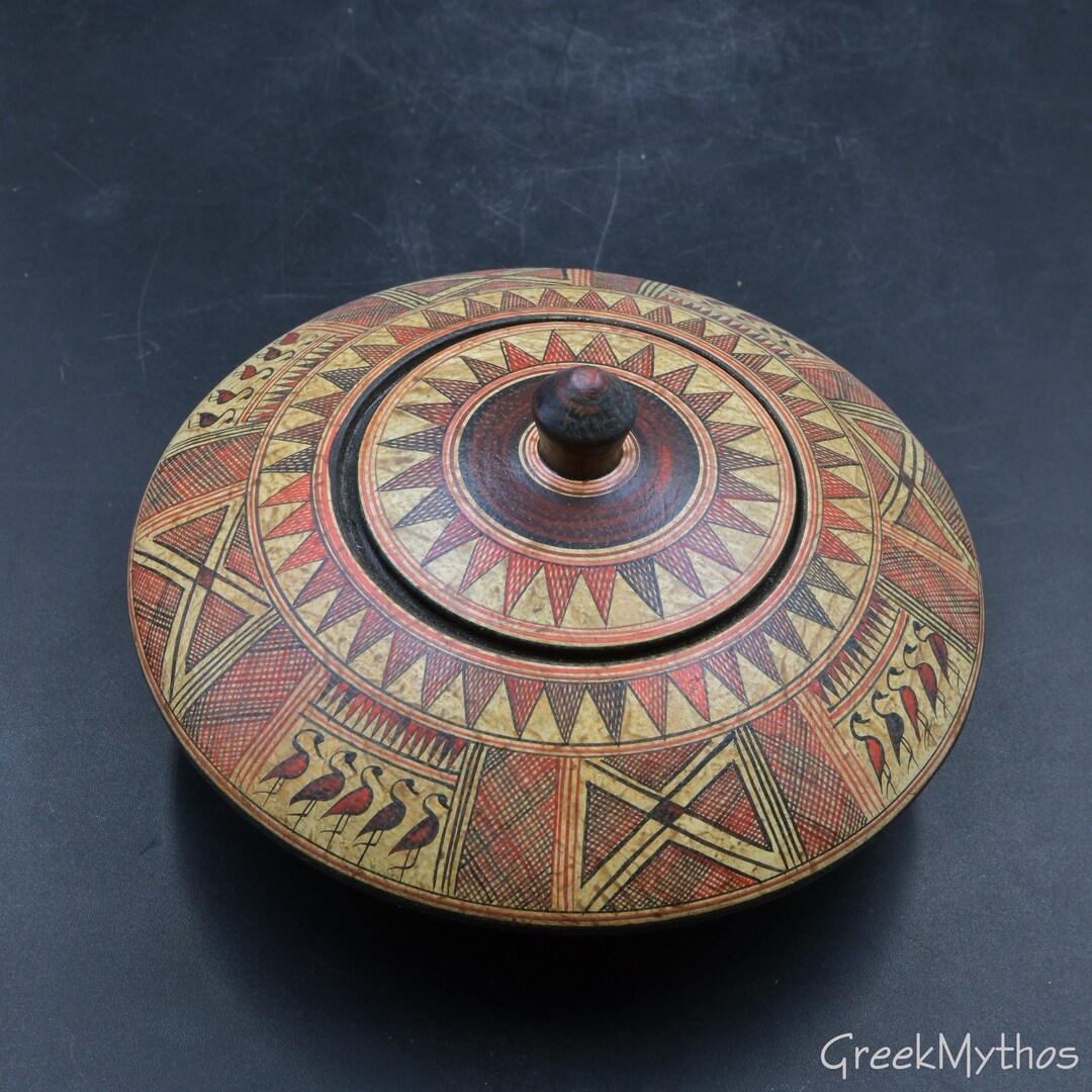 Ancient Greek Minoan Vase With Lid, Terracotta Container Hand-painted ...