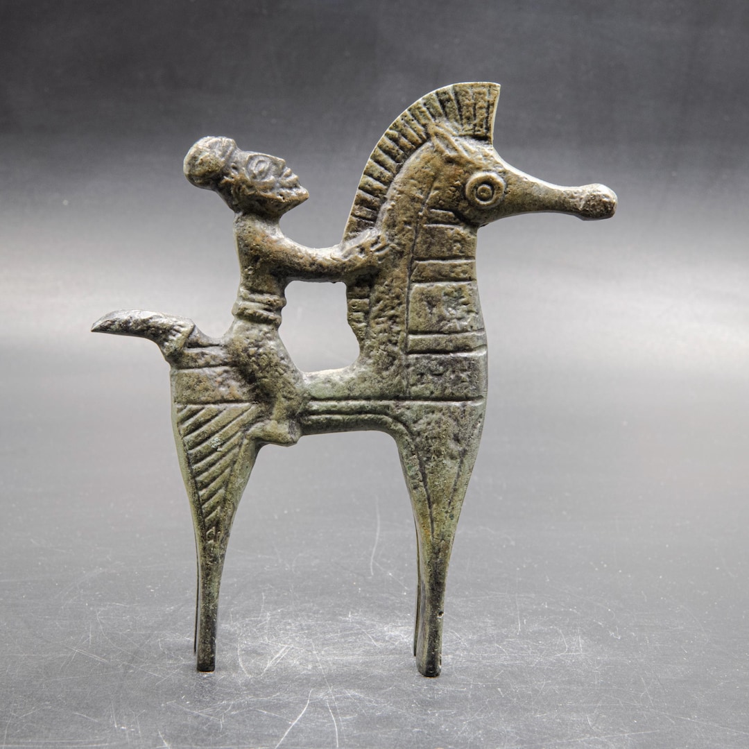 Ancient Greek Horse and Horseman Metal Sculpture, Greek Boeotian ...