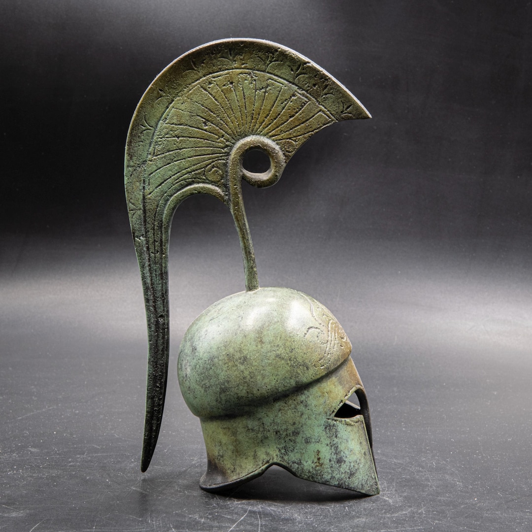 Ancient Greek Bronze Helmet With High Crest, Ancient Athenian Military ...