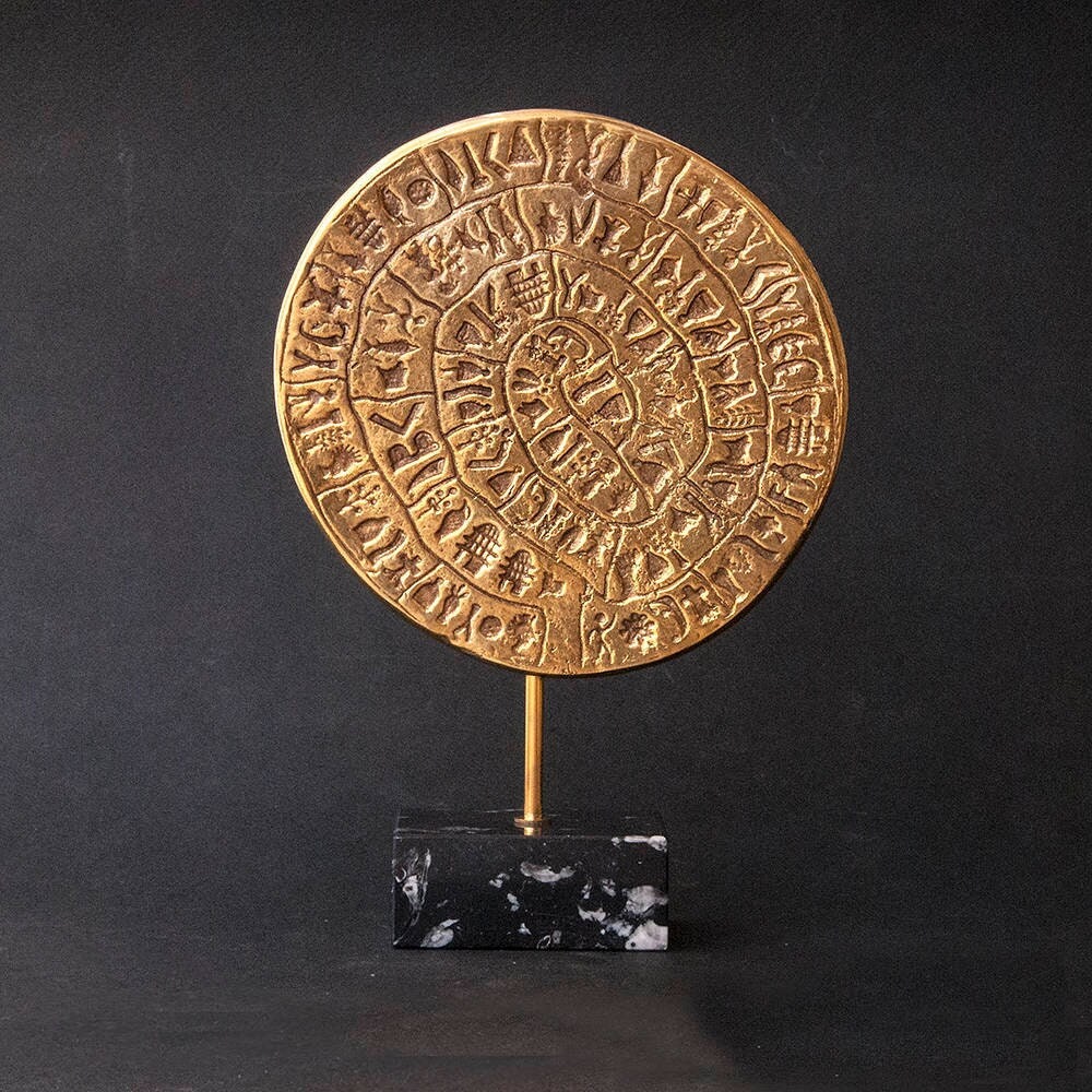 Ancient Greek Golden Bronze Phaistos Disc, Minoan Crete Greek Art ...