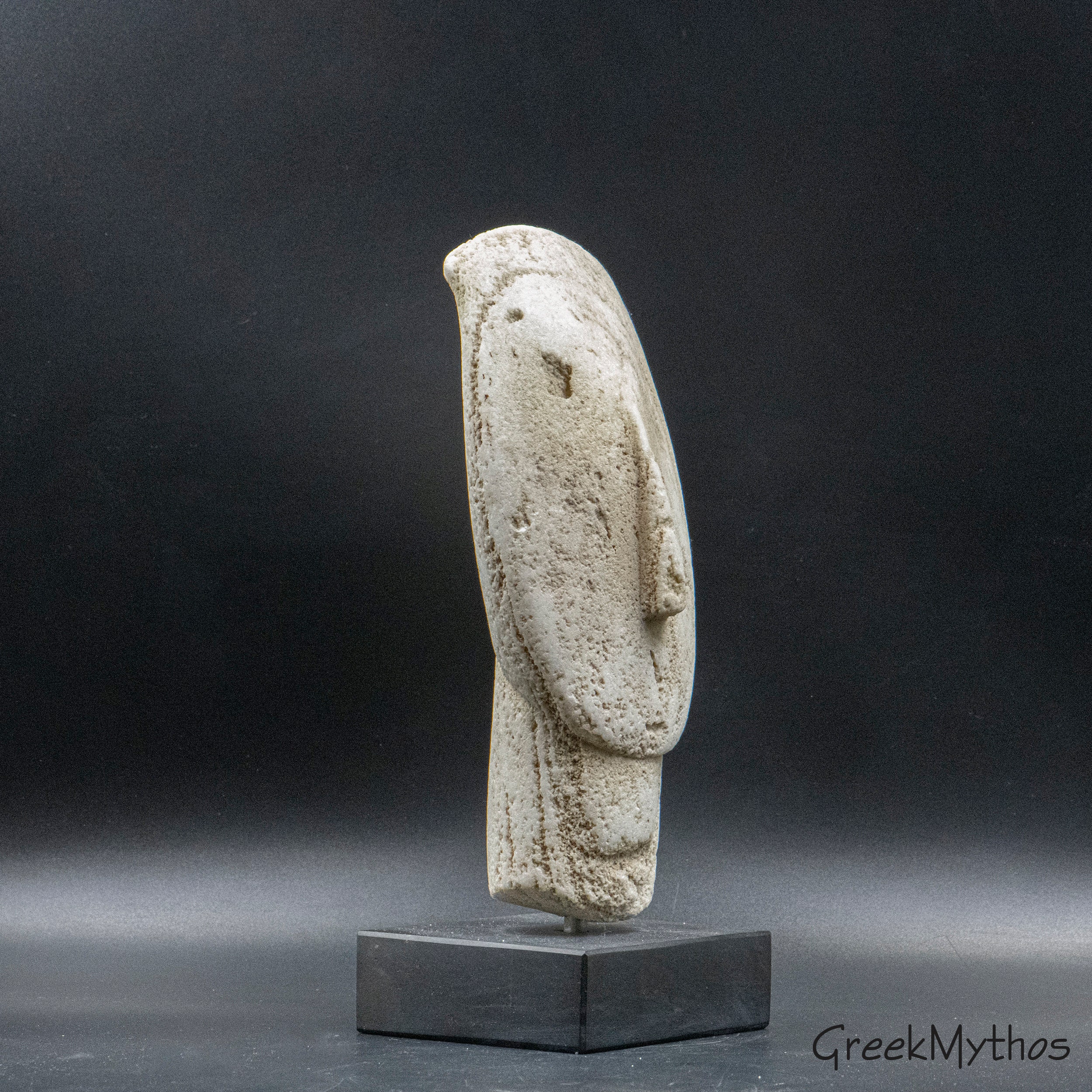 Greek Cycladic Figurine Head Statue Handsculpted on White Aged Marble ...