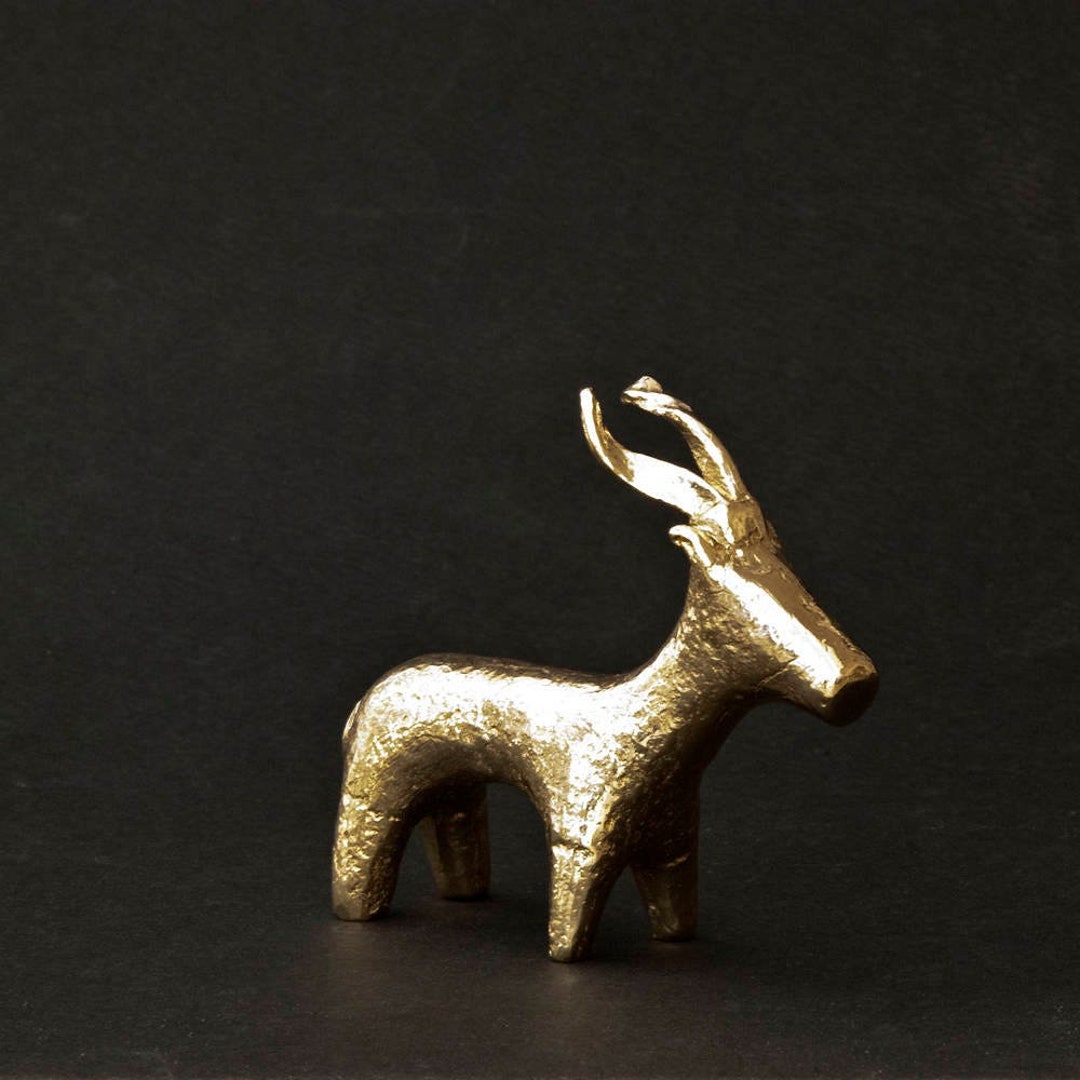 Golden Goat Santorini Greek Statue, Small Ibex Bronze Sculpture ...
