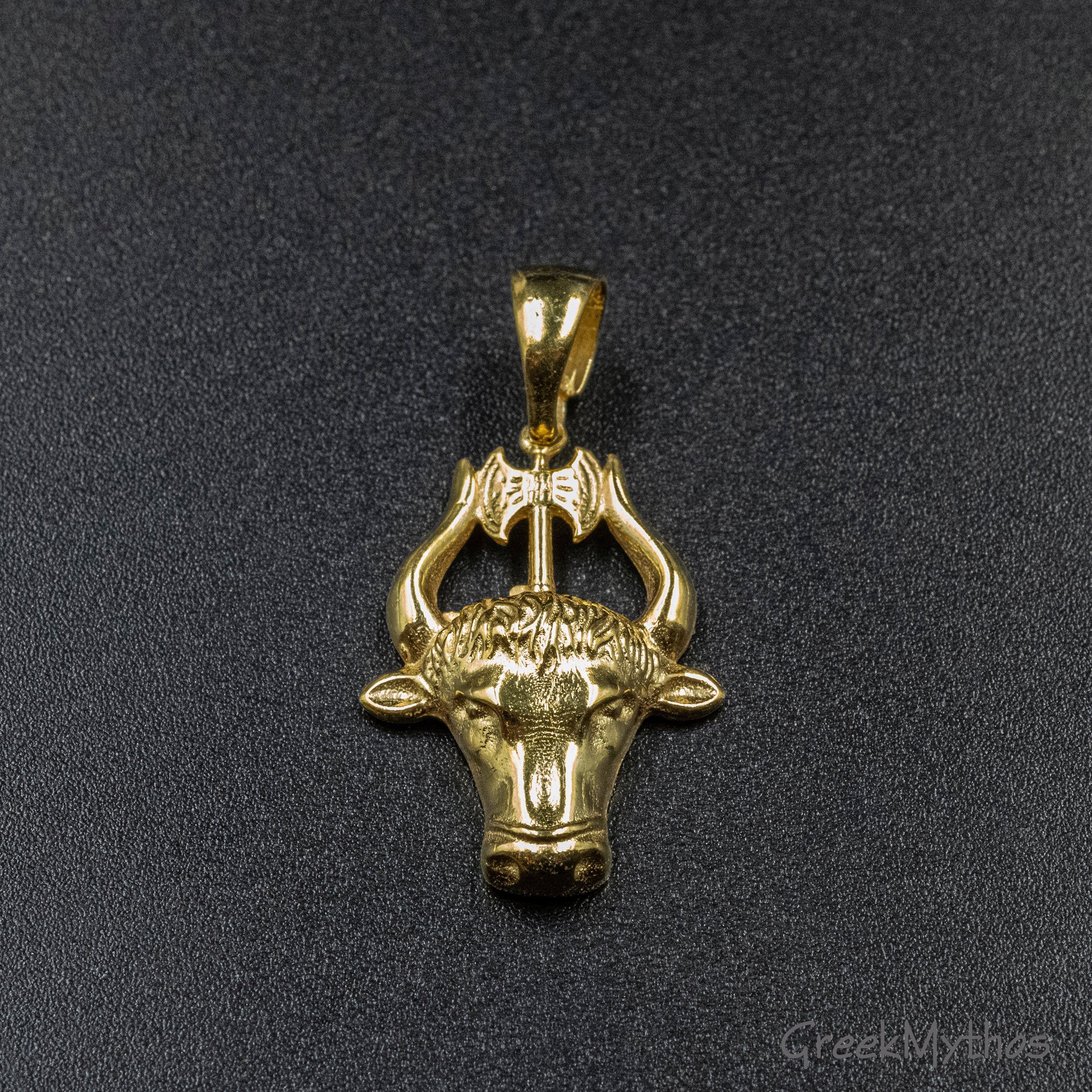 Gold Bull Sterling Silver Bull Necklace Ancient Minoan | Etsy