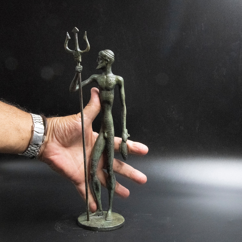 Greek Olympian God of Sea Poseidon Statue With Trident, Greek Mythology ...