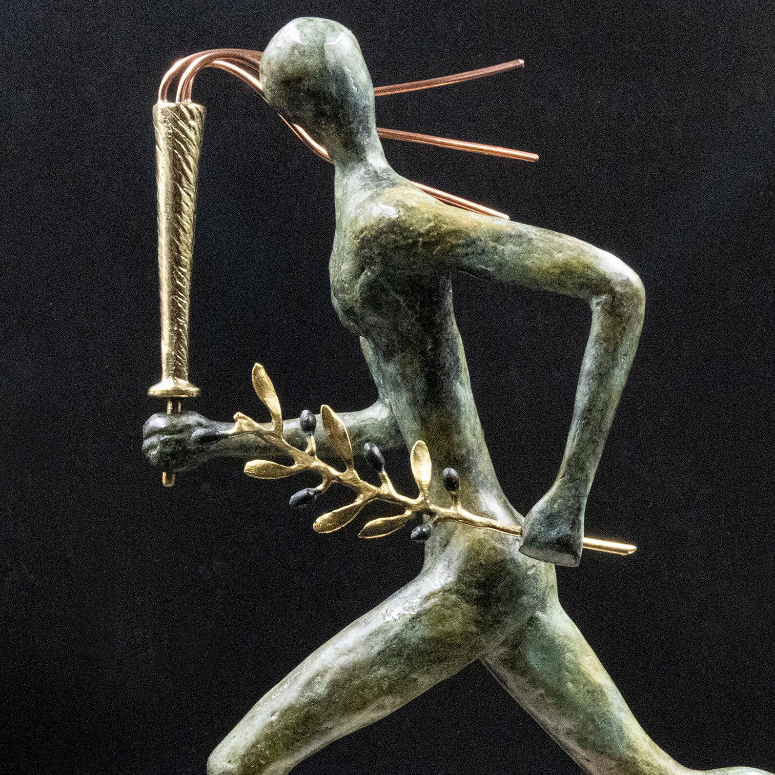 Olympic Games Torchbearer, Greek Athlete Statue Bearing Torch and Olive ...