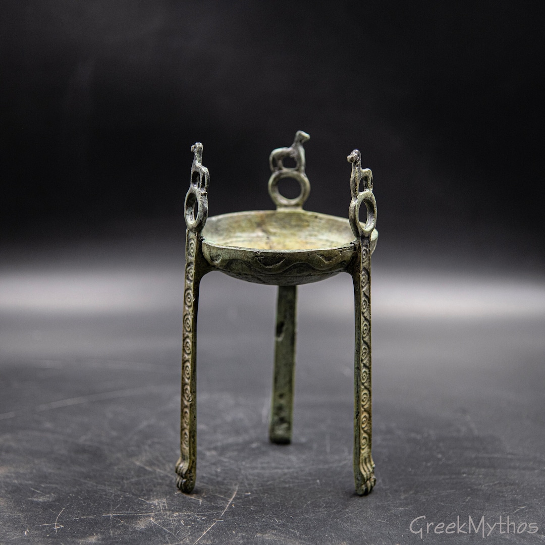 Bronze Tripod Vessel With Horses, Ancient Greece Sanctuary Tripod Museum Replica, Metal ...