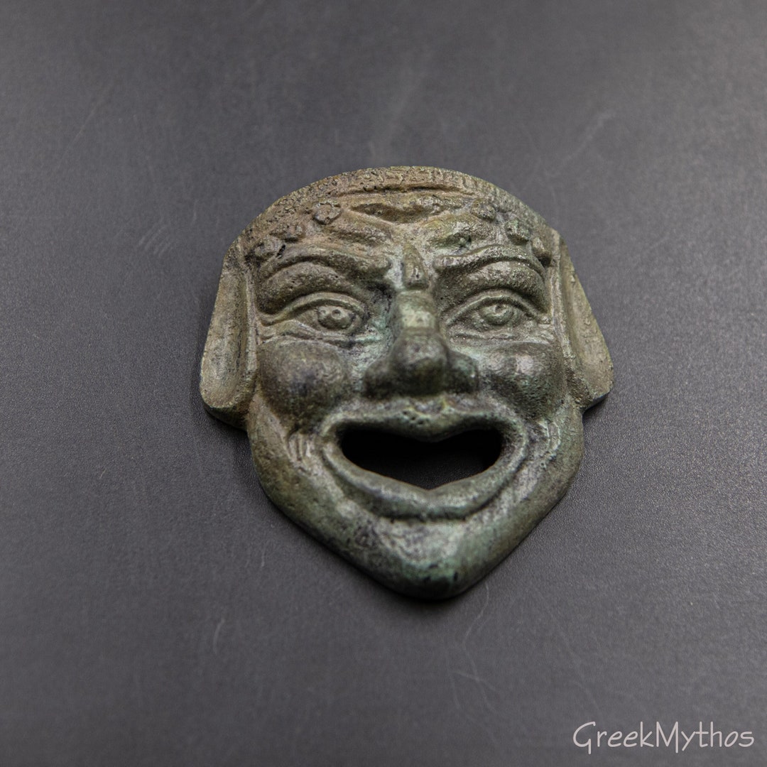 Bronze Greek Comedy Mask: Museum Replica Sculpture - Etsy