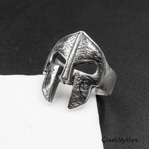 Sterling Silver Spartan Greek Helmet Ring, Men Statement Ring, Ancient ...