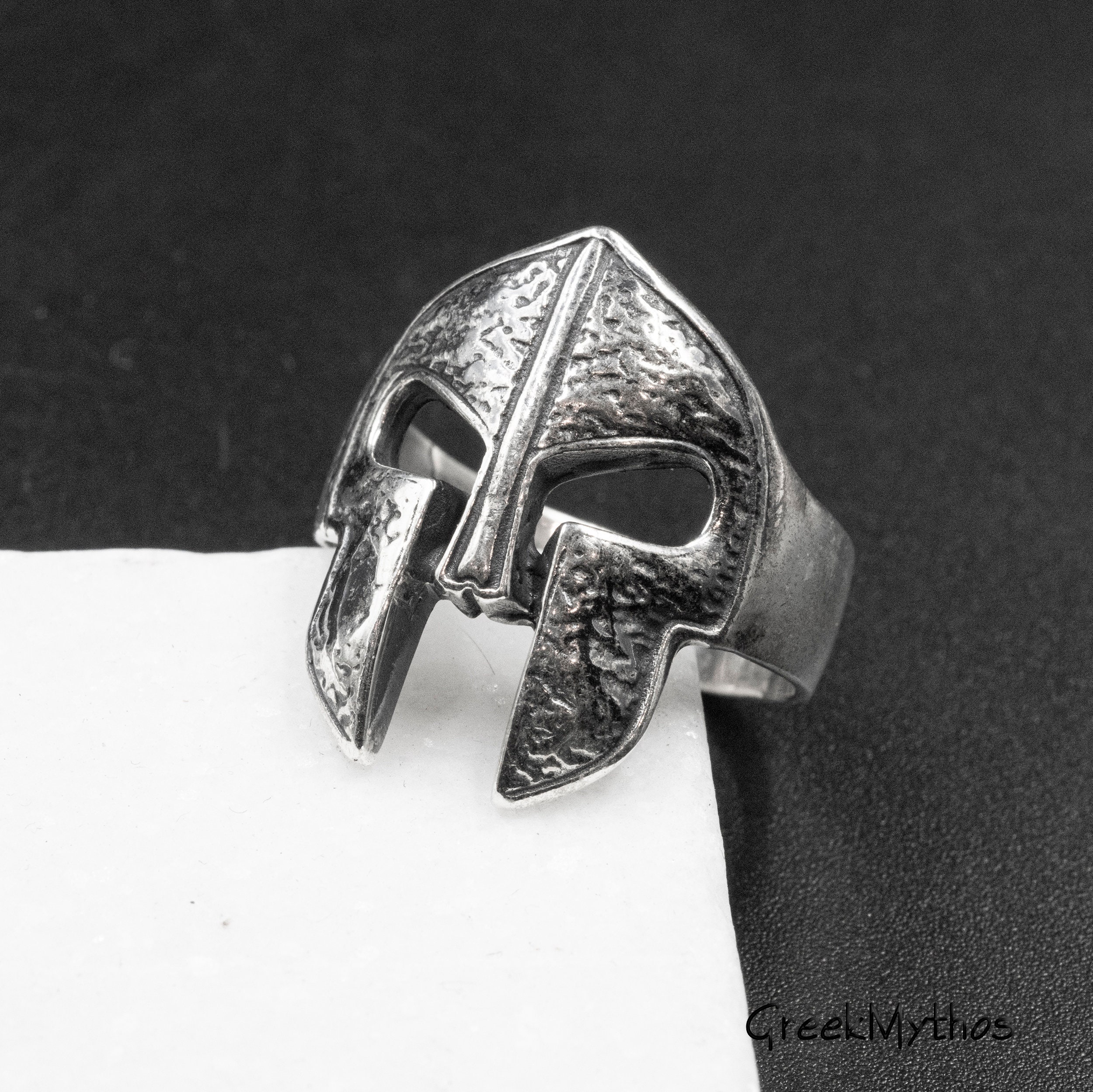 Sterling Silver Spartan Greek Helmet Ring Men Statement Ring - Etsy