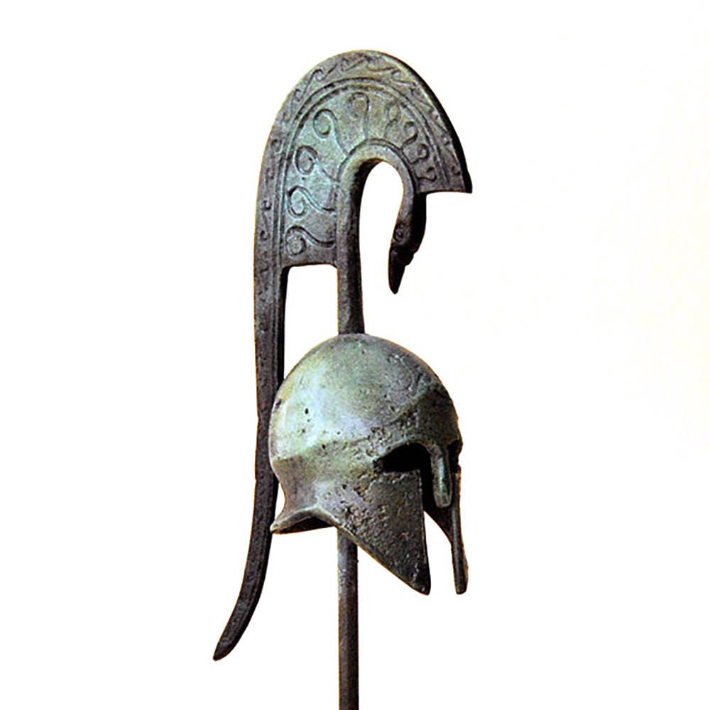 Ancient Greek Helmet with Serpent Crest Bronze Metal Sculpture, Ancient ...