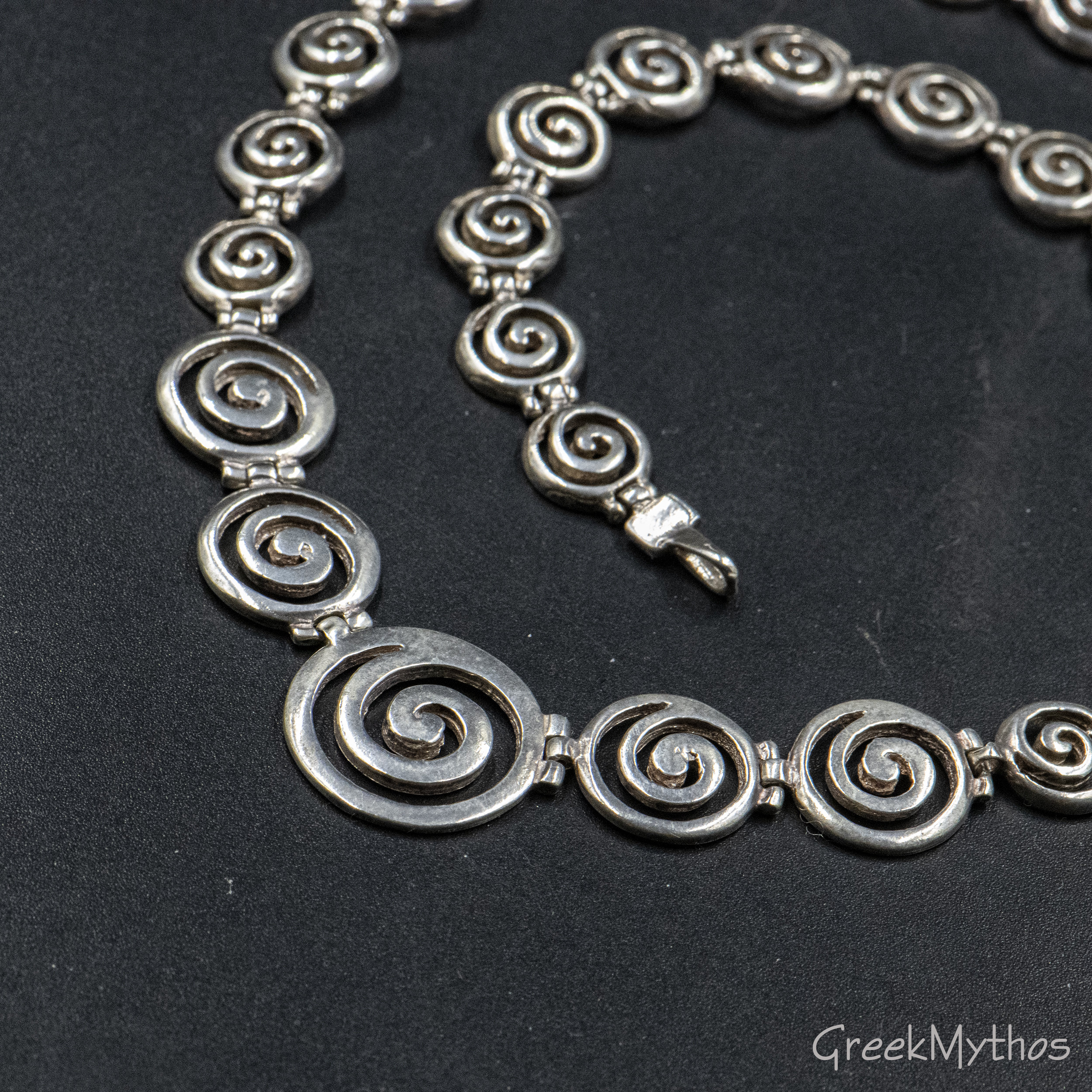 Sterling Silver Greek Minoan Spiral Links Necklace, Ancient Greek ...