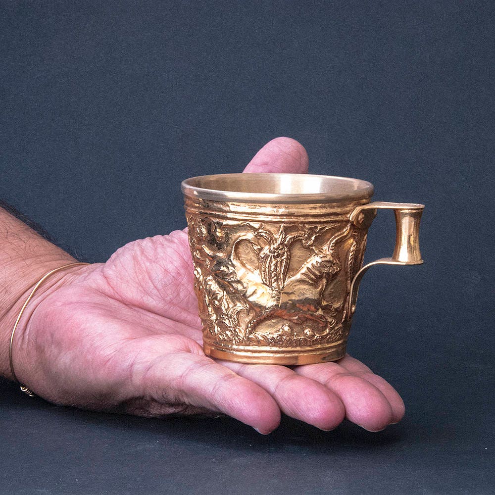 Golden Cup Ancient Greek Mycenaean Artifact from Vafeio Laconia