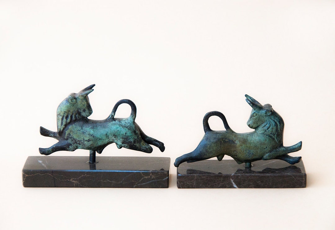 Greek Minoan Bull Small Bronze Sculpture Bull in Leap Metal - Etsy