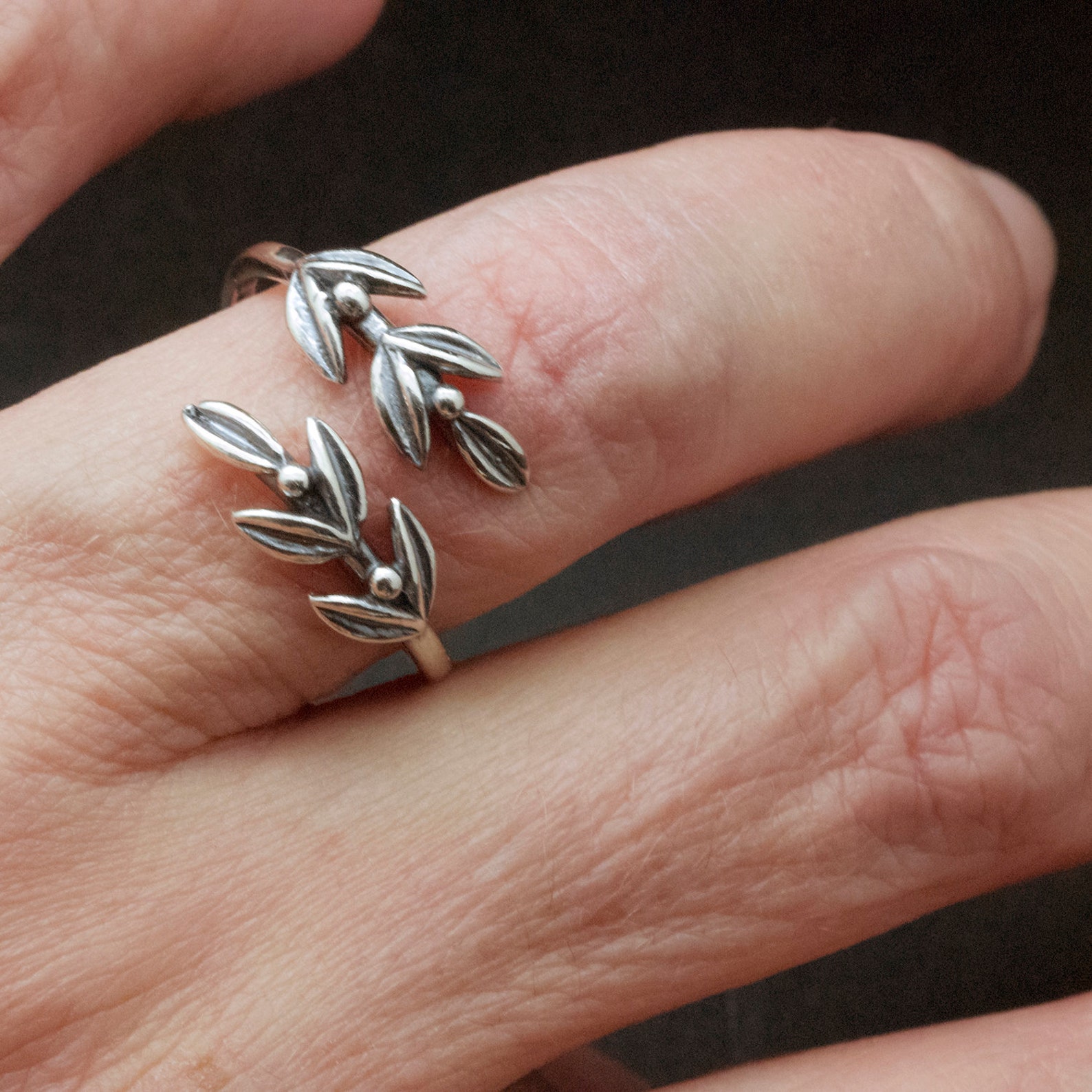 Sterling Silver Olive Leaves Ring Twisted Olive Twig Elegant - Etsy