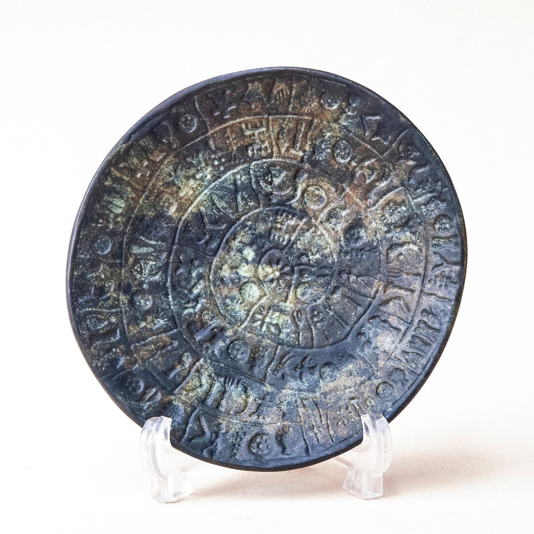 Greek Minoan Phaistos Disc Decorative Bronze Plate for Display, Minoan ...