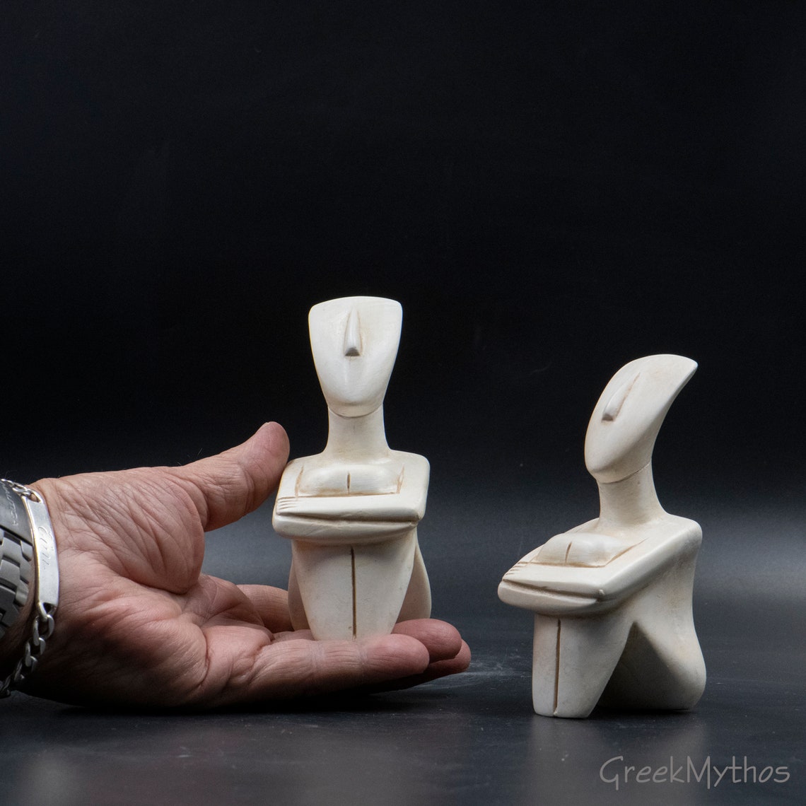 Greek Cycladic Sitting Figurine Minimalist Statue Abstract | Etsy