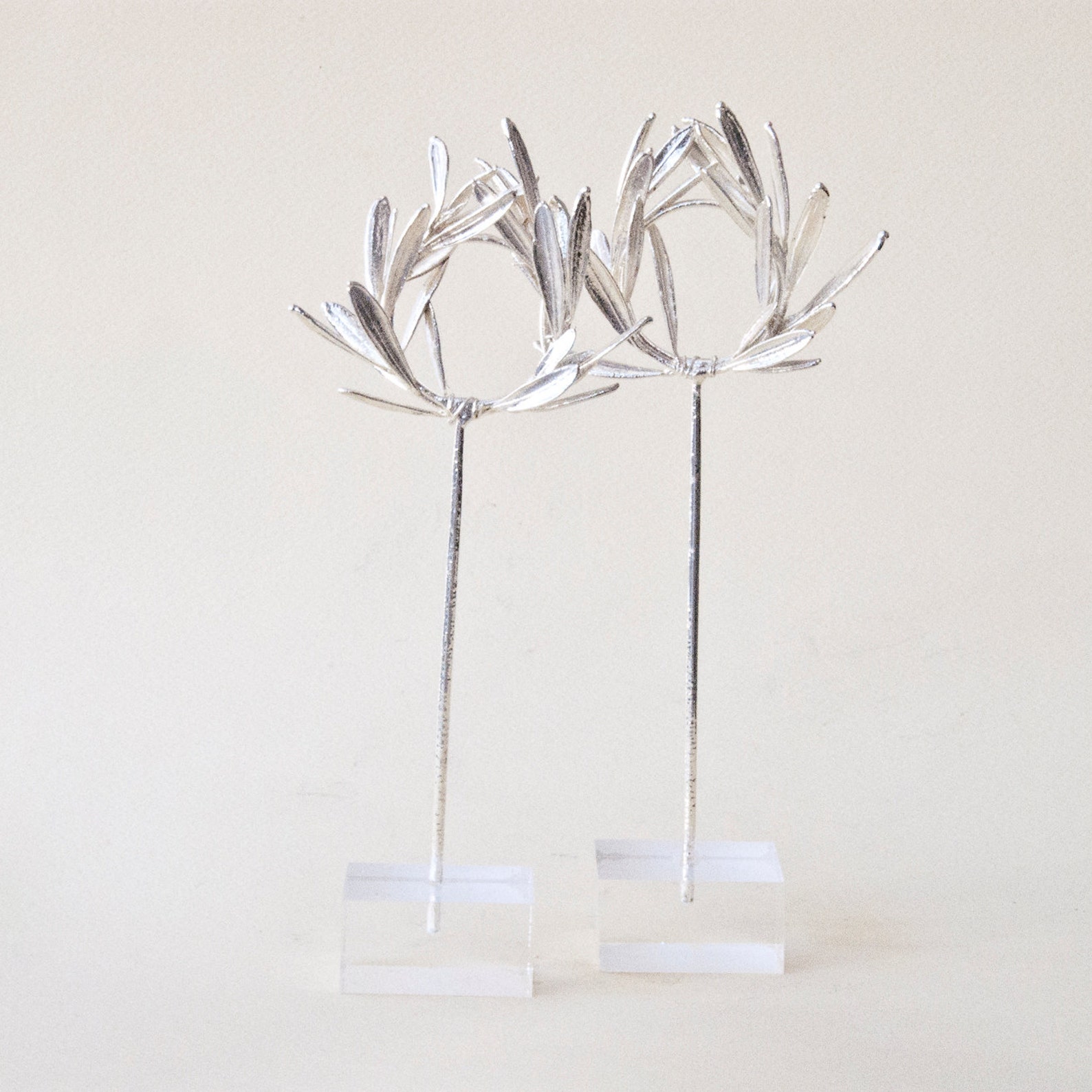 Silver Olive Tree Wreath, Real Natural Olive Tree Branch Electroplated ...