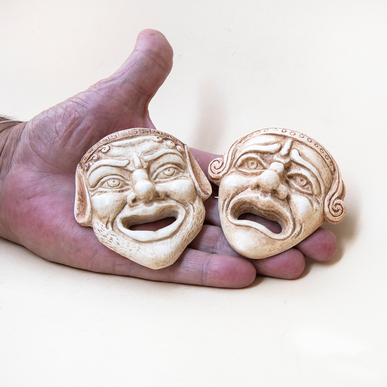 Ancient Greek Drama Theater Masks, Set of 2 Comedy/tragedy Actors Masks ...