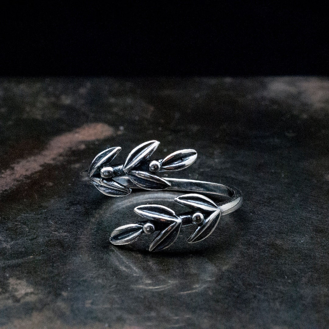 Sterling Silver Olive Leaves Ring Twisted Olive Twig Elegant - Etsy
