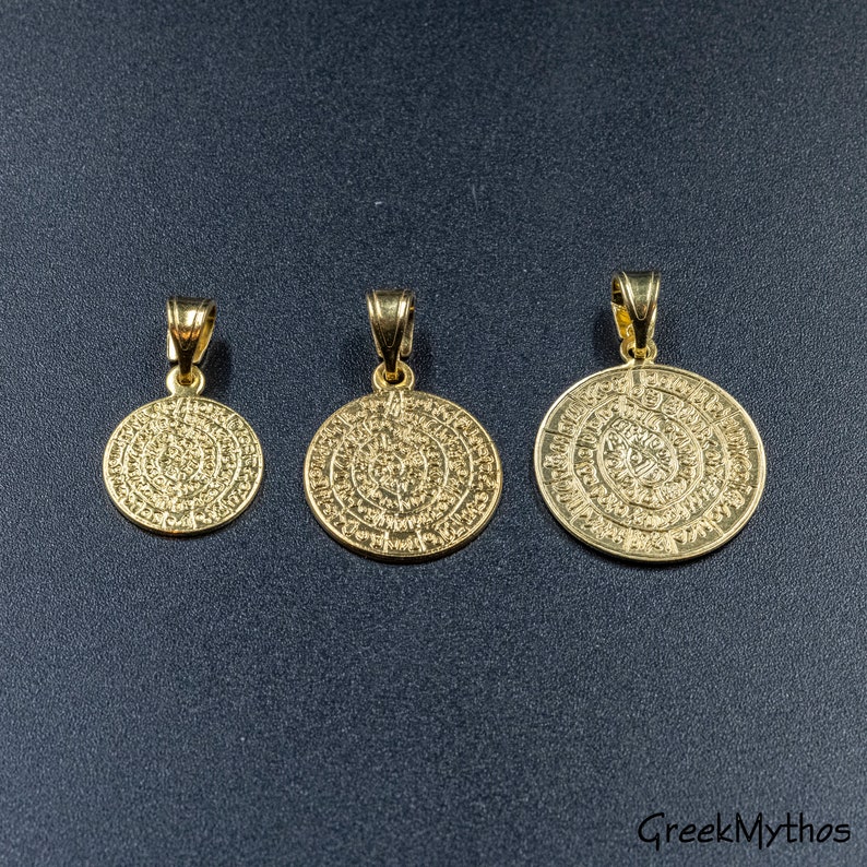 Ancient Greek Minoan Phaistos Disc Sterling Silver 24K Gold - Etsy