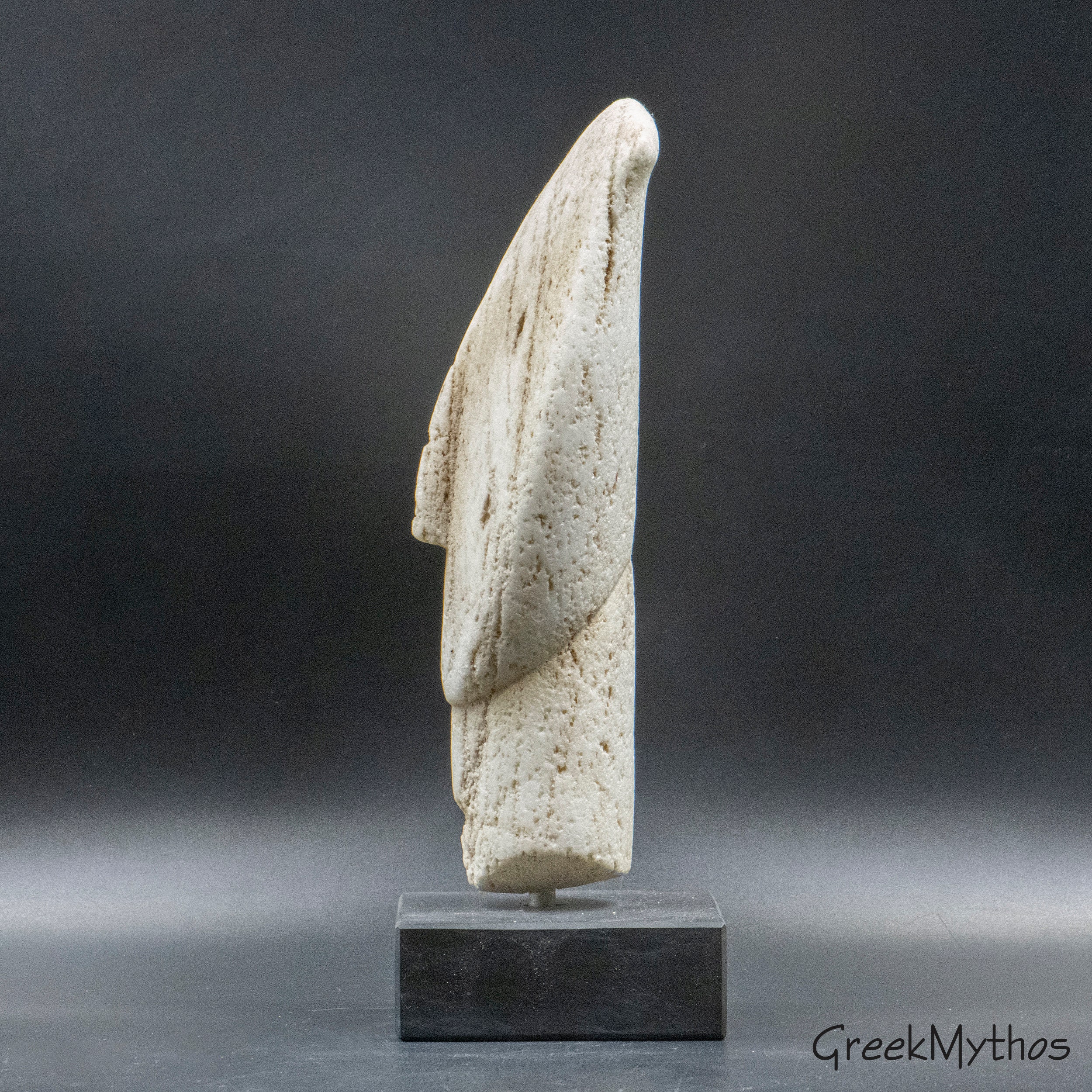 Greek Cycladic Figurine Head Statue Handsculpted on White Aged Marble ...
