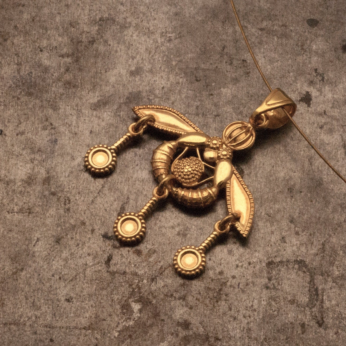 Minoan Gold Bees Pendant, Ancient Greek Museum Replica Necklace in ...