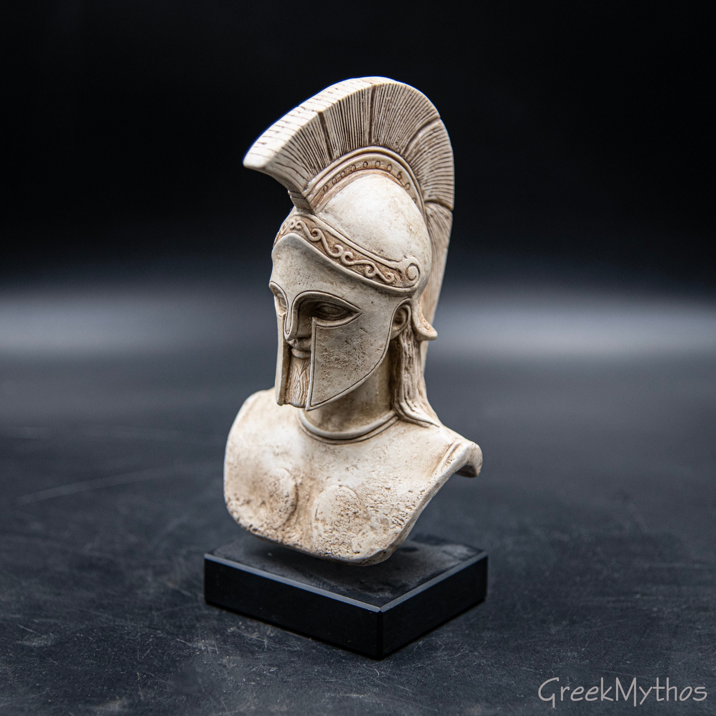 King Leonidas of Sparta Bust Statue, Greek Spartan Warrior with Helmet ...