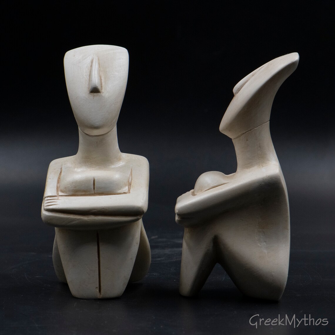 Greek Cycladic Sitting Figurine Minimalist Statue Abstract | Etsy