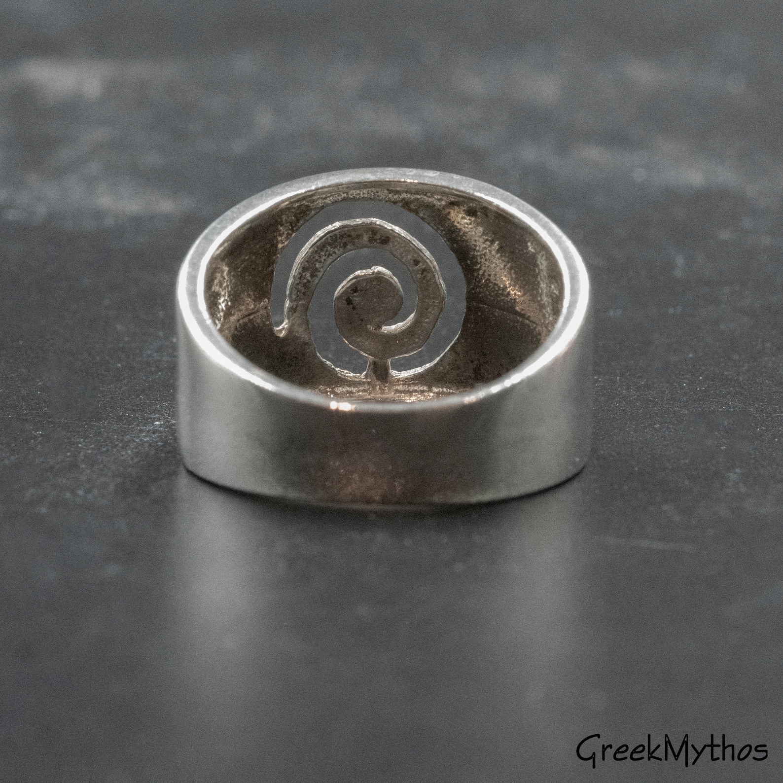 Wide Band Sterling Silver Spiral Ring, Unisex Infinity Symbol Statement ...