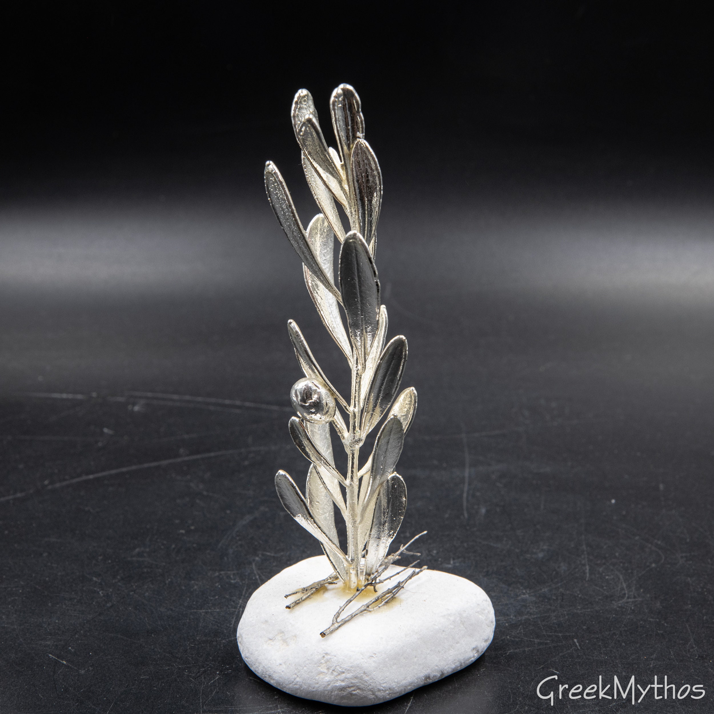 Real Olive Tree Silver Twig, Natural Olive Tree Sculpture Electroplated ...