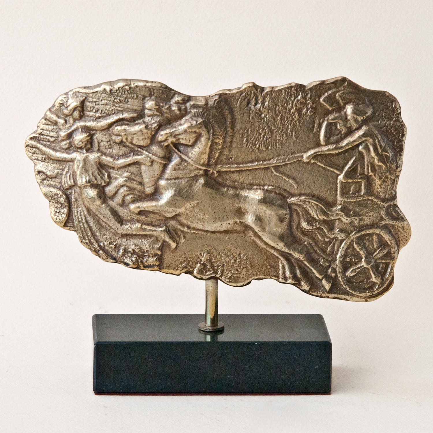 Ancient Greek Horses Chariot and Charioteers Bronze Relief Sculpture ...