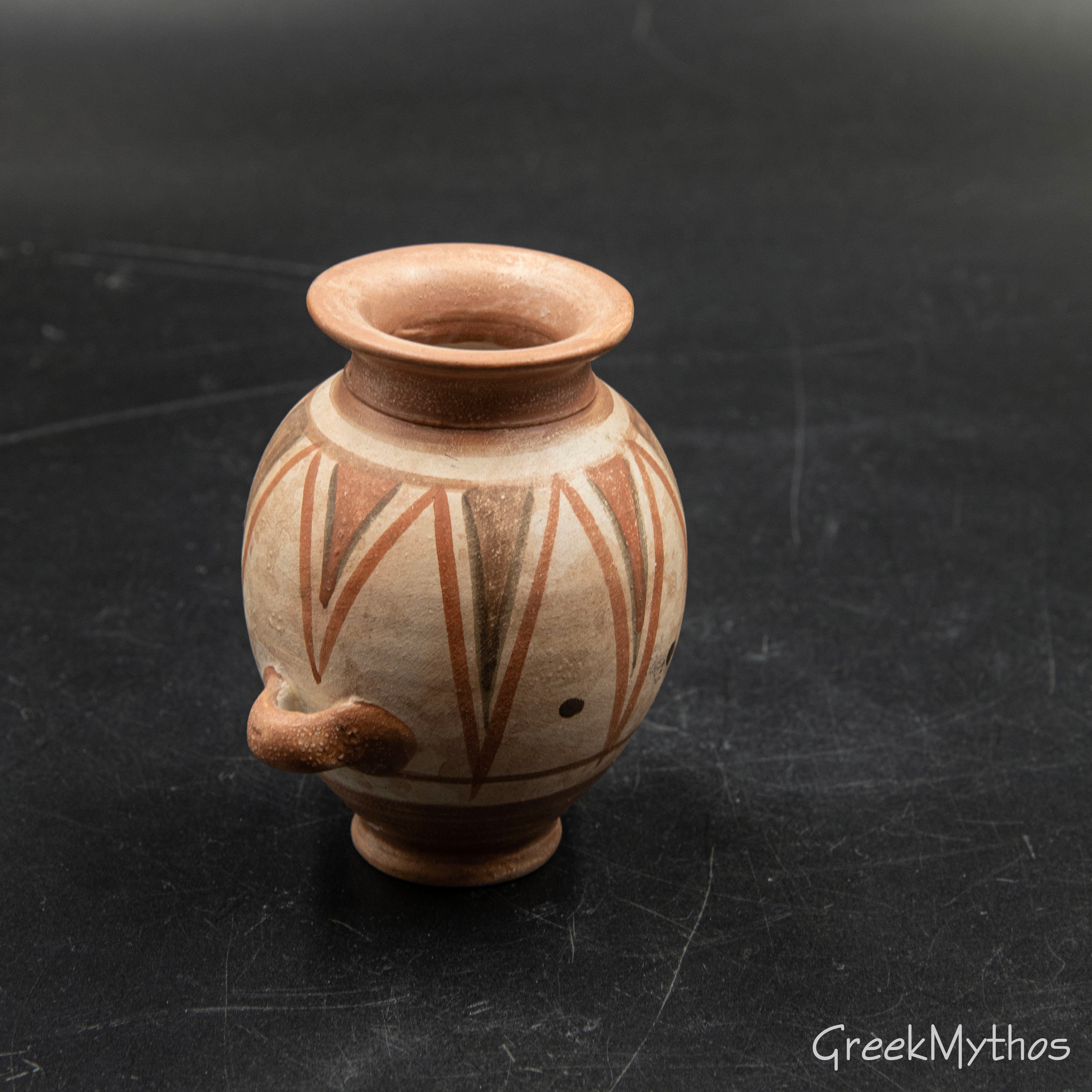 Small Minoan-Mycenae Terracotta Jar, Greek Mini Amphora Two-Handled ...
