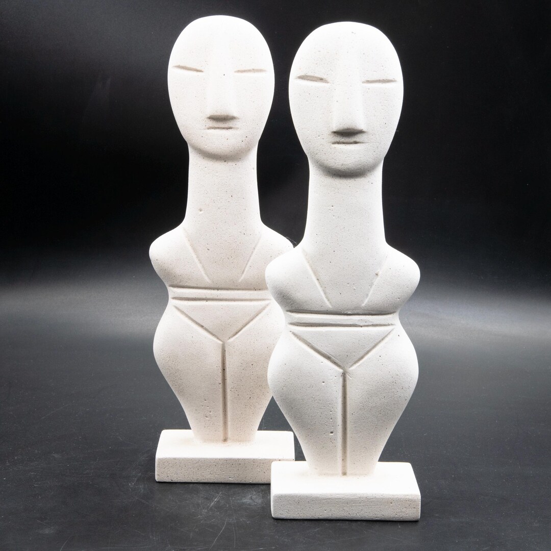 Cycladic Abstract Female Figurine Statue, Ancient Greek Museum Replica ...